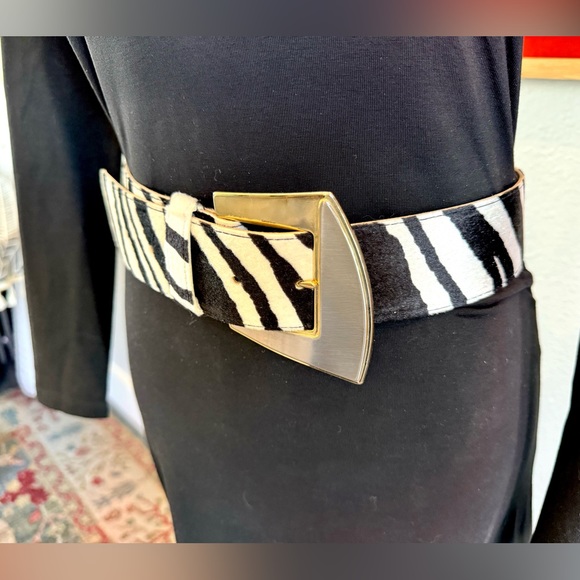 Vintage | Accessories | Vintage Zebra Print Wide Belt | Poshmark